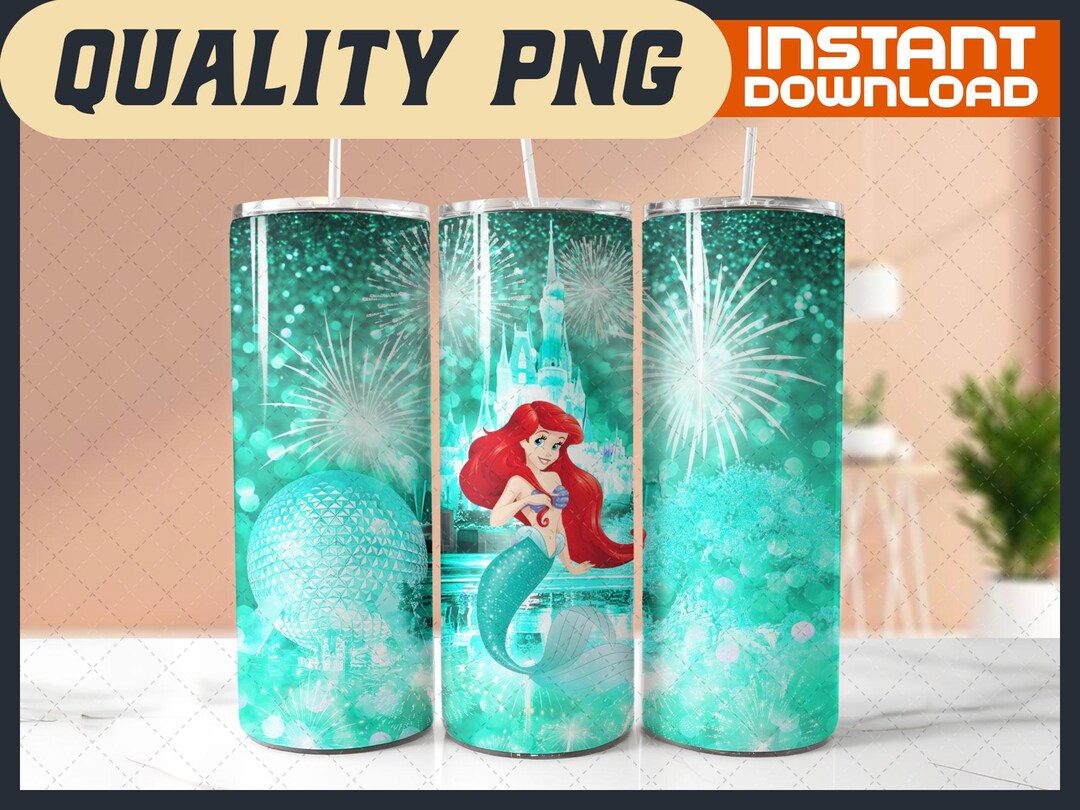 Ariel Glitter Firework Tumbler Wrap 20oz, Skinny Sublimation PNG ...