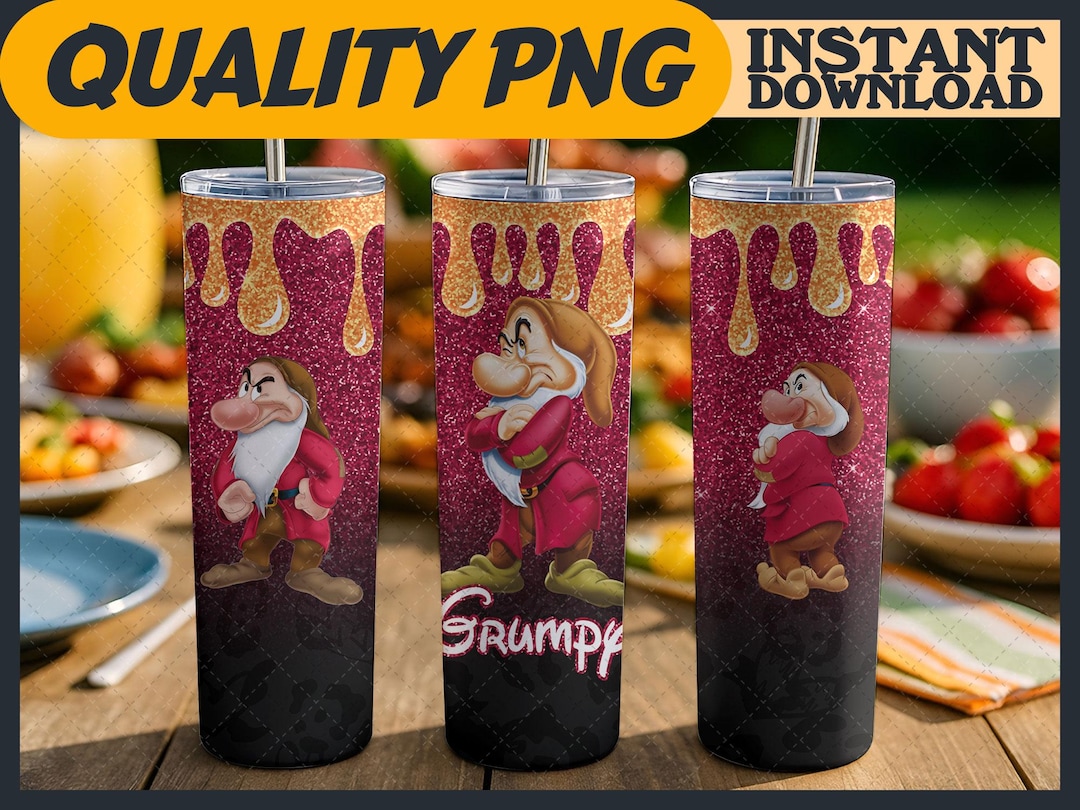Glitter Grumpy Dwarf Tumbler Wrap Sublimation Designs PNG 20oz Skinny ...