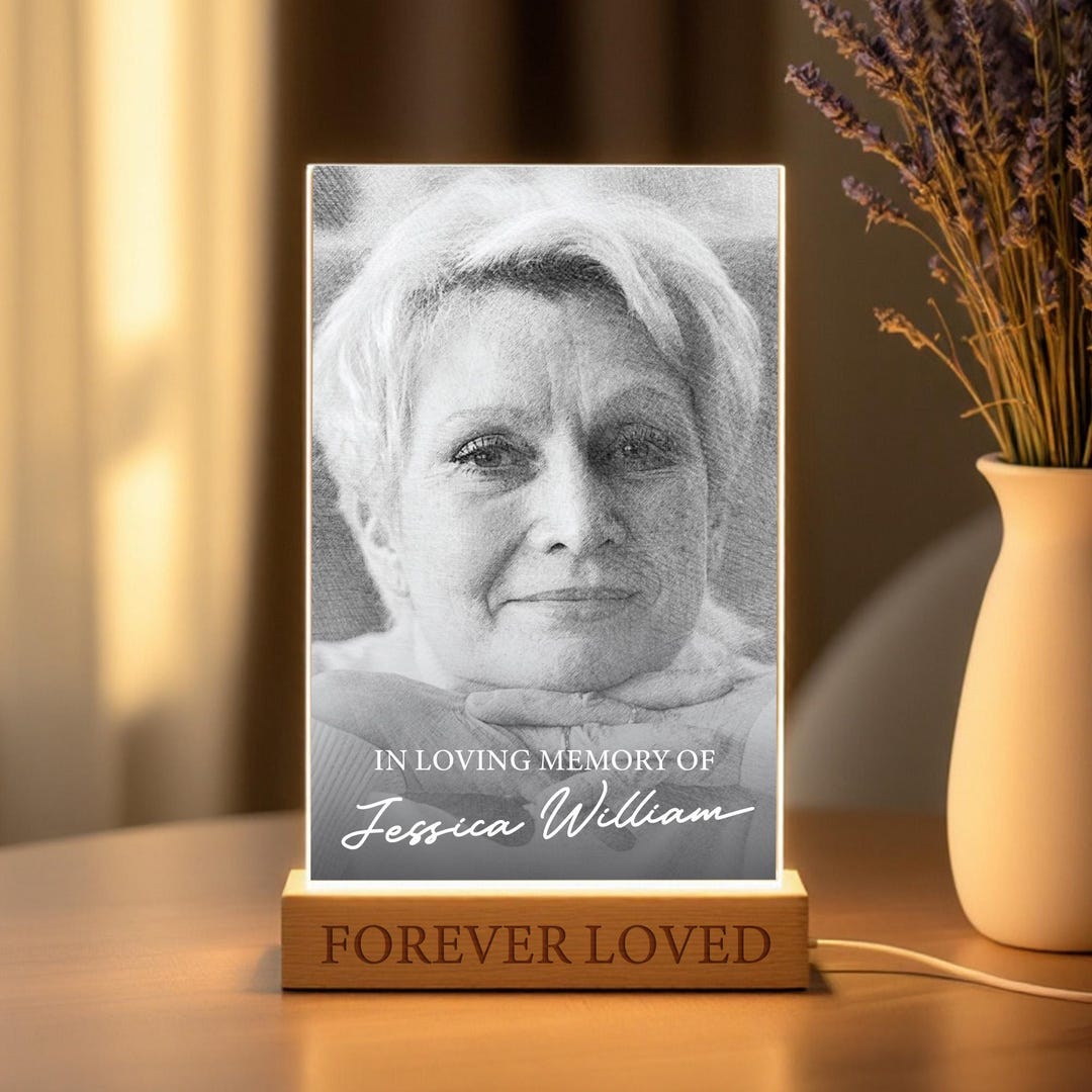 In Loving Memory Portrait on Light Acrylic, Personalized Memorial Gift ...