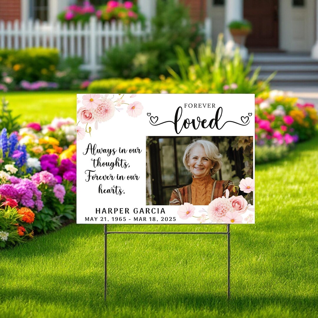 Personalized Memorial Funeral Sign, Custom Printed Waterproof Memory ...