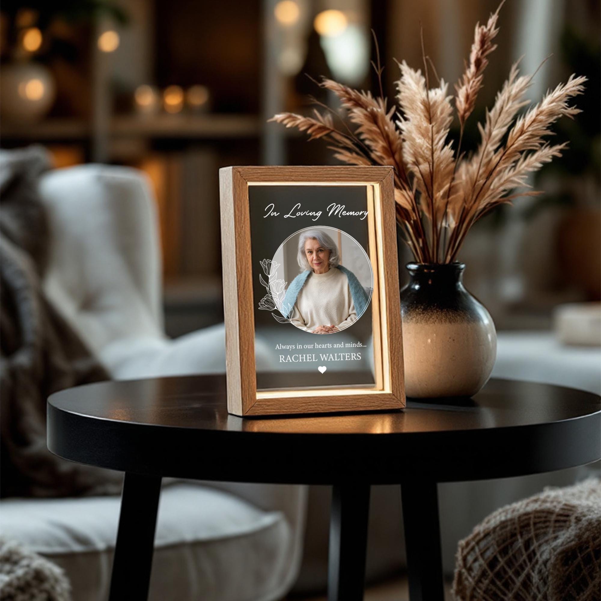 Personalized Memorial Photo Frame With LED Light - Sympathy Gift - Etsy