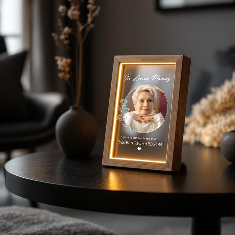 Personalized Memorial Photo Frame With LED Light - Sympathy Gift - Etsy