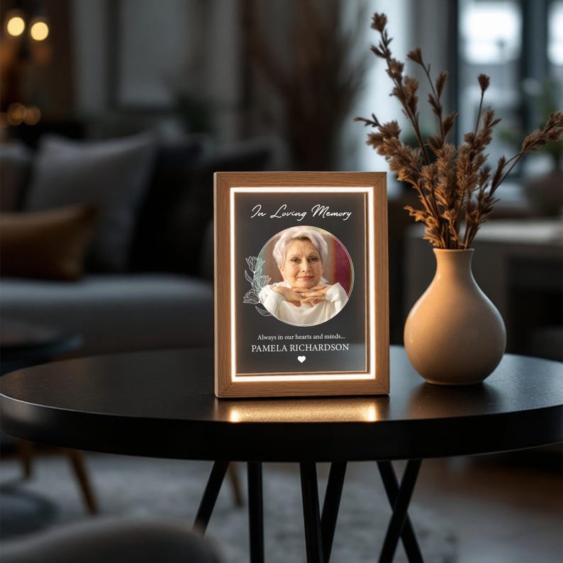 Personalized Memorial Photo Frame With LED Light - Sympathy Gift - Etsy