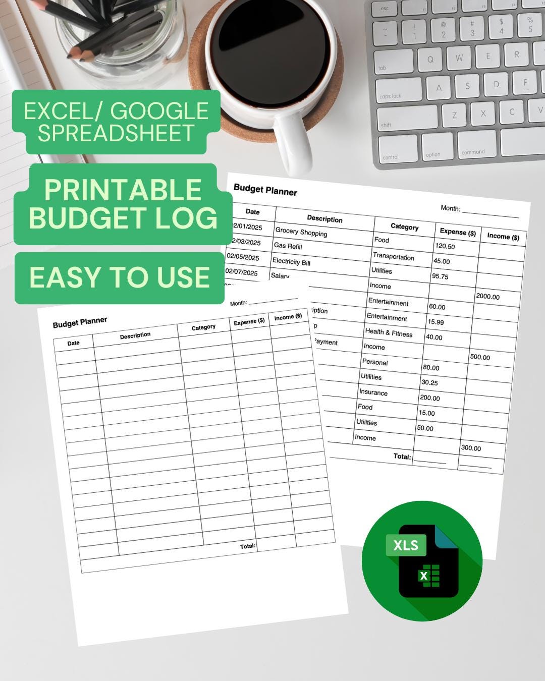 Printable Budget Tracker (monthly Log) - Etsy