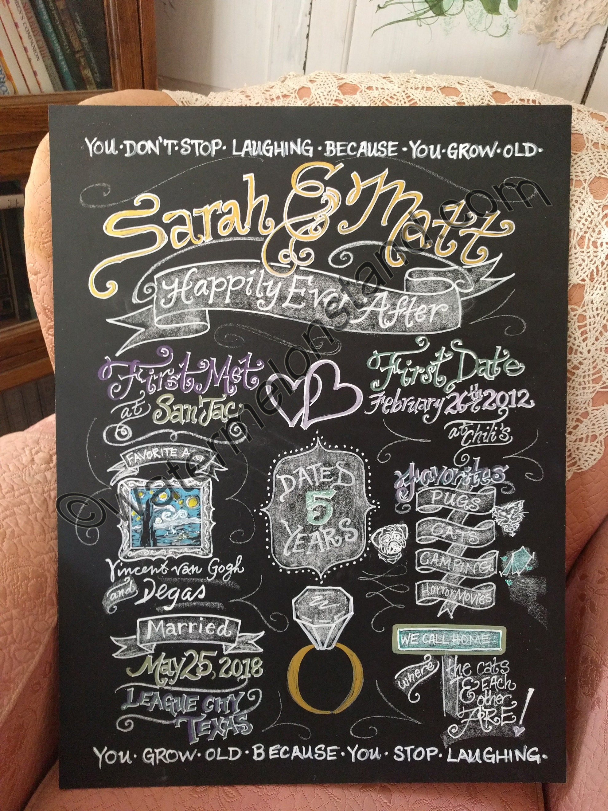 Engagement Chalkboard Art Sign Custom Engagement Chalkboard | Etsy