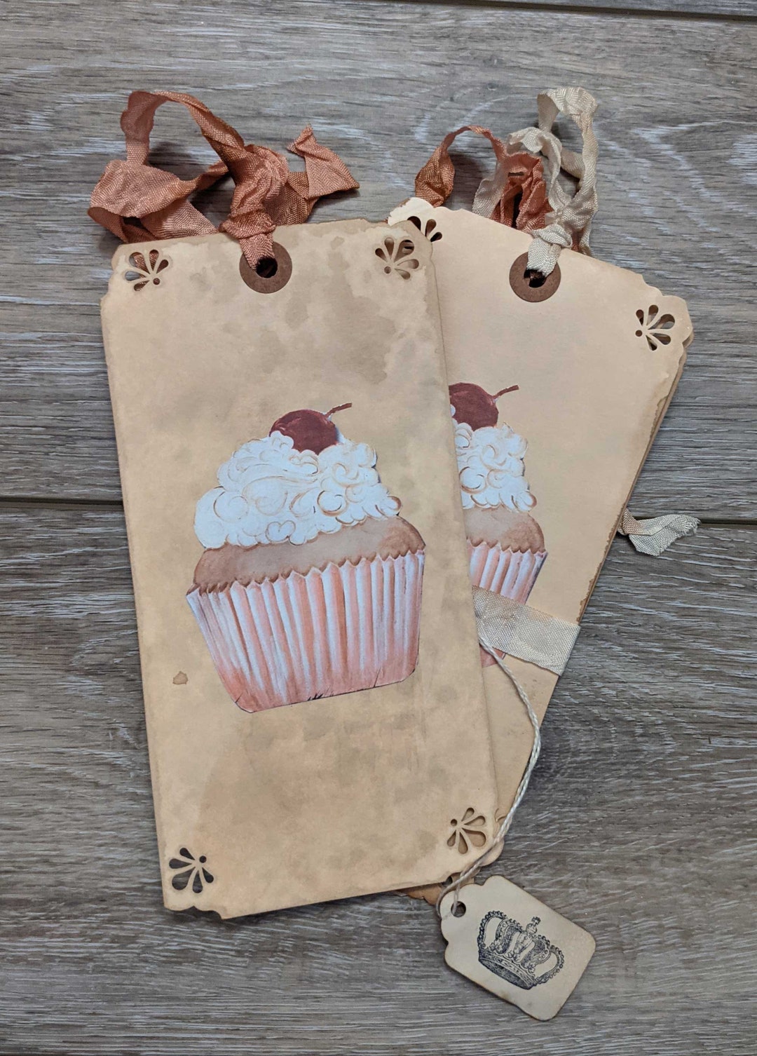 Old Fashioned Dessert Vintage Style Tags Set of 4 Hand-painted Art ...