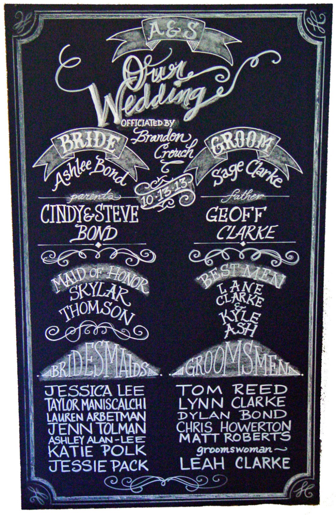 Chalkboard Art Sign for Wedding or Event | Unframed 24 X 39 Wedding ...