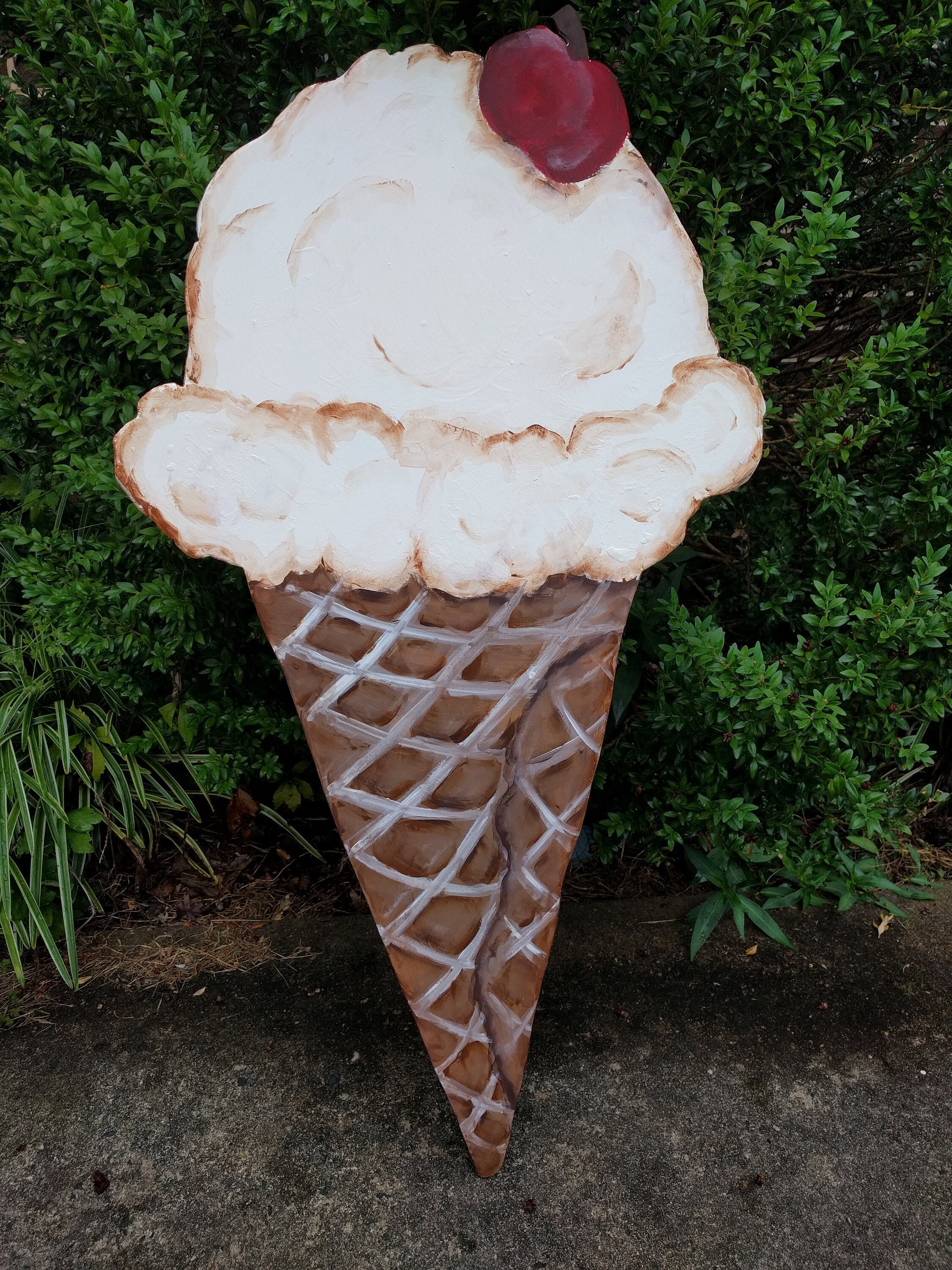 Retro Vintage Ice Cream Cone Sign Dip Cone with Cherry on top Home ...