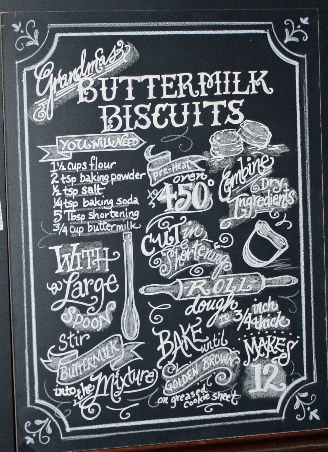 Your Favorite Family Recipe in a Chalkboard Art Sign Buttermilk ...