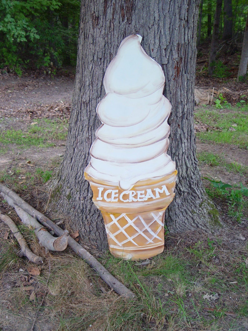 Large Wood Vintage Style Ice Cream Sign Cutout Vintage Style Roadside ...
