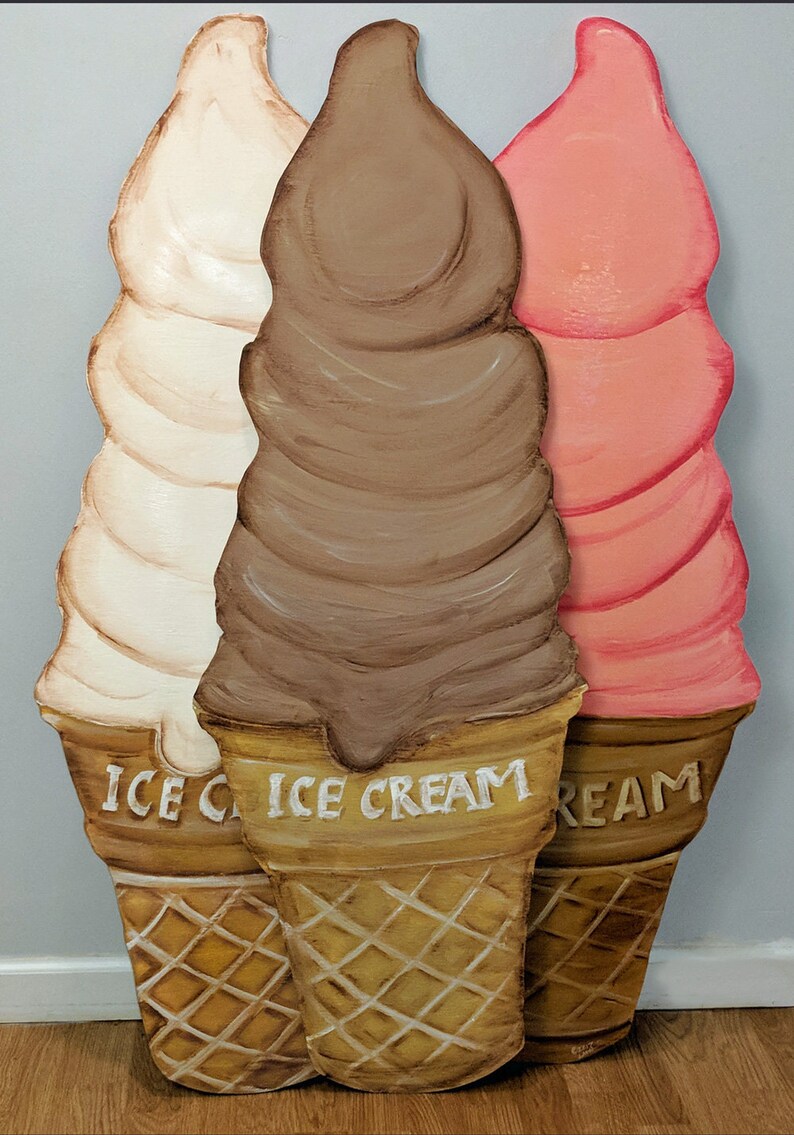 Roadside Sign Large Wood Vintage Style Ice Cream Cone | Etsy