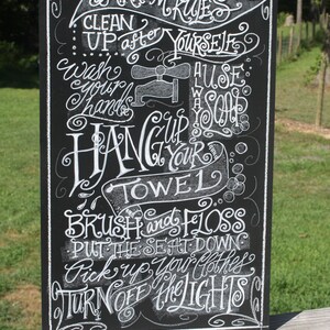 Bathroom Rules Chalkboard Art Sign Unframed 12 X 20 - Etsy