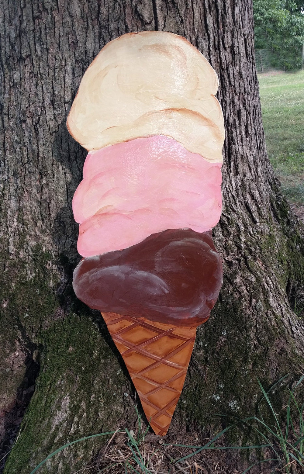 Retro Vintage Ice Cream Cone Sign Dip Cone Three Flavors - Etsy
