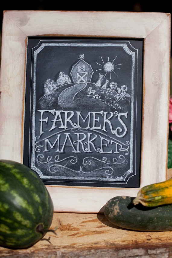 Farmers Market Chalkboard Sign Organic Healthy Food Of Farmers Market.