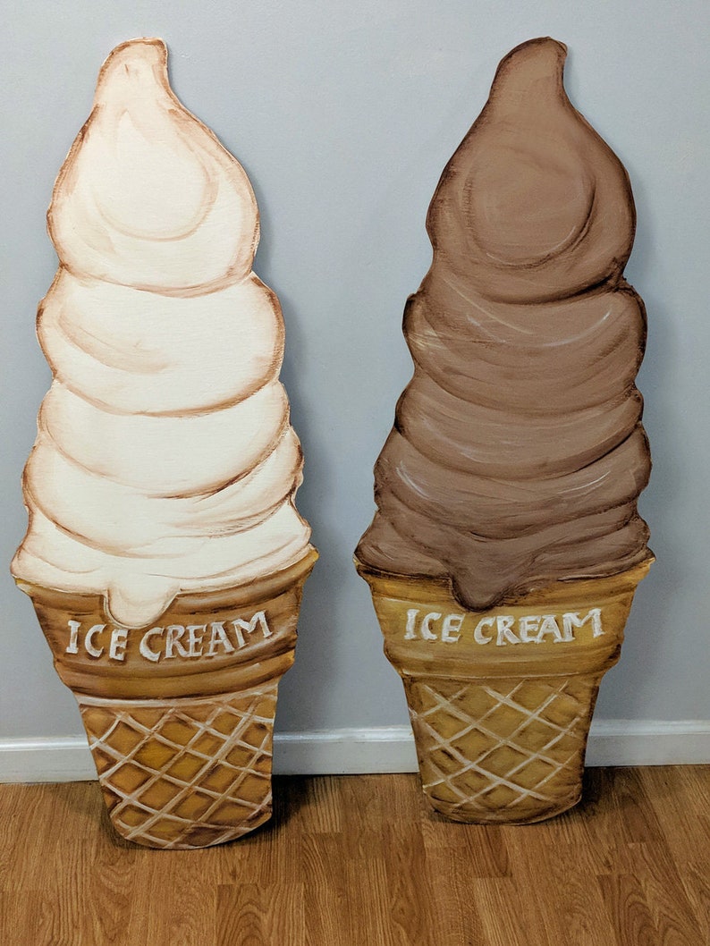 Large Wood Vintage Style Ice Cream Sign Cutout Vintage Style Roadside ...