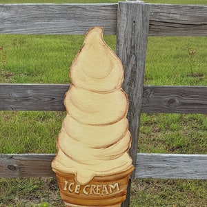 Large Wood Vintage Style Ice Cream Sign Cutout Vintage Style Roadside ...
