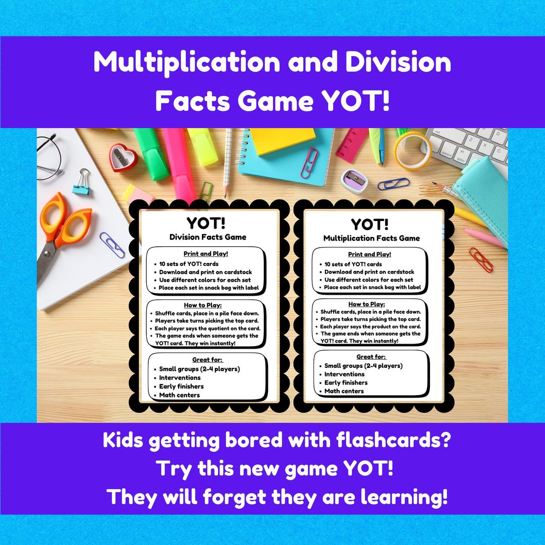 Multiplication and Division Facts Game YOT! - Etsy