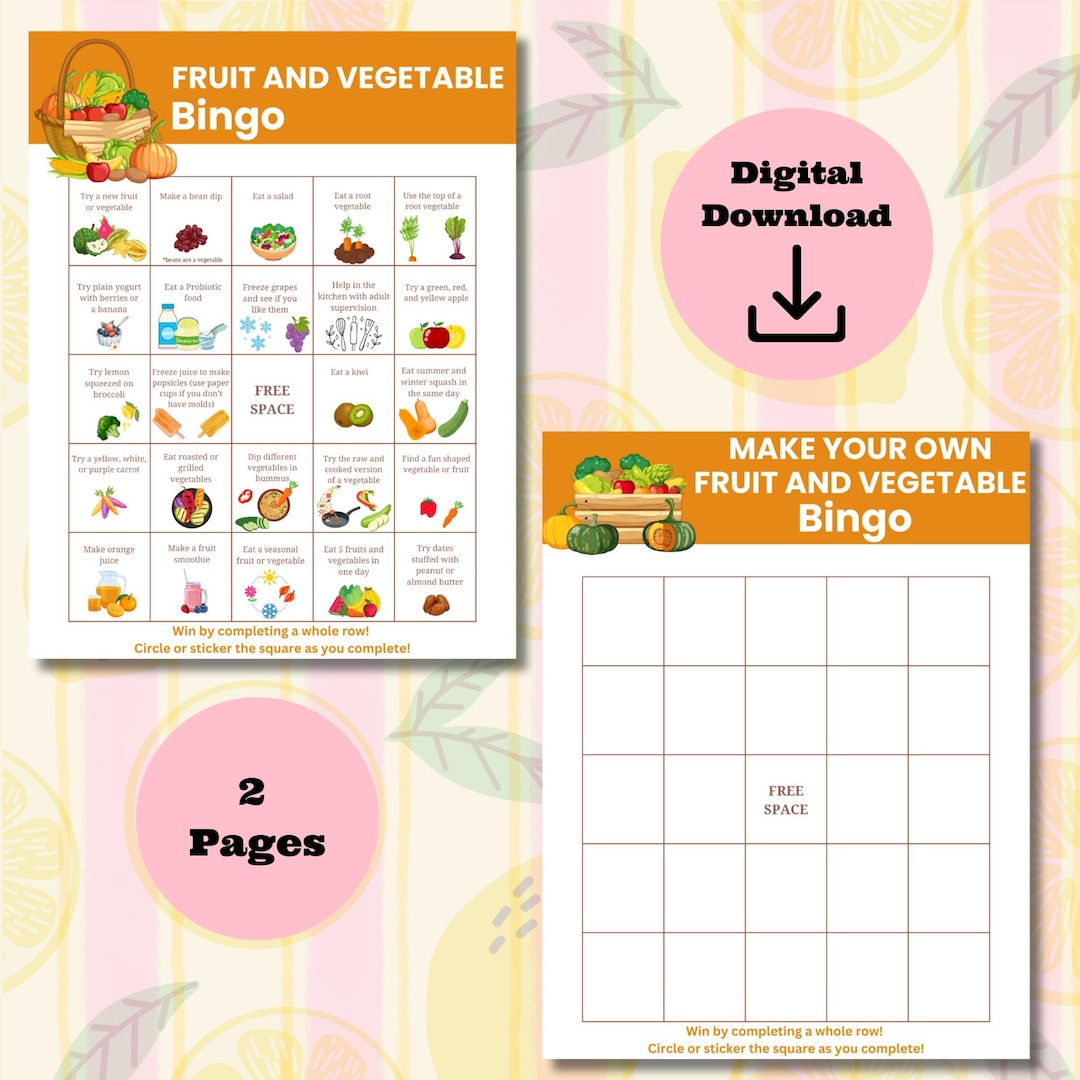 Printable Nutrition Bingo – Fruit and Vegetable Bingo Sheet, Fun ...