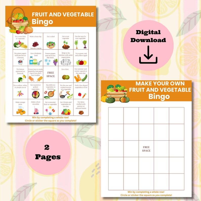 Printable Nutrition Bingo – Fruit and Vegetable Bingo Sheet, Fun ...