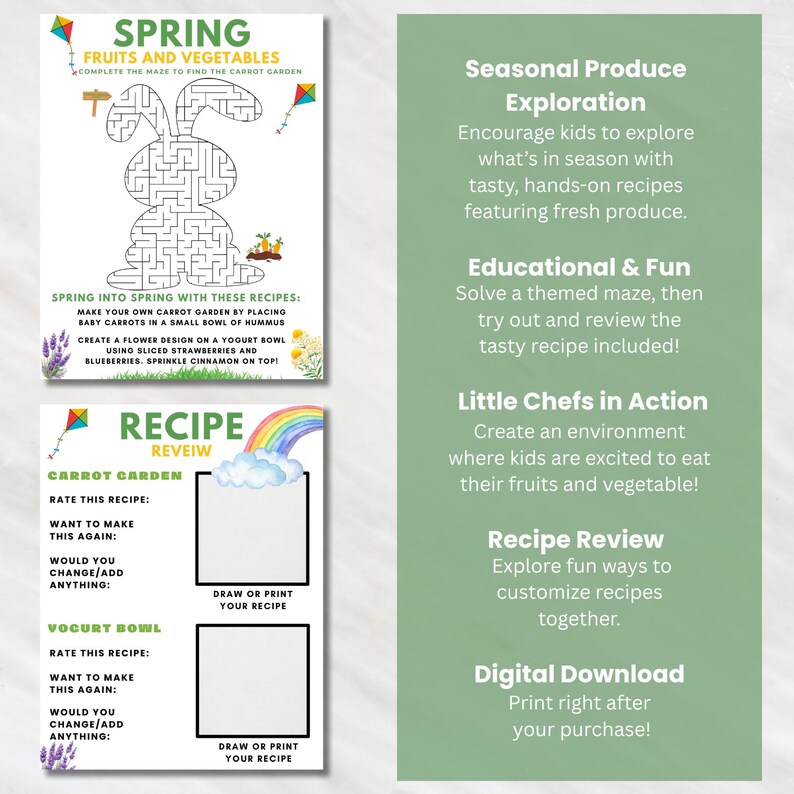 Printable Kids Nutrition Worksheets – Spring Fruit and Vegetables ...