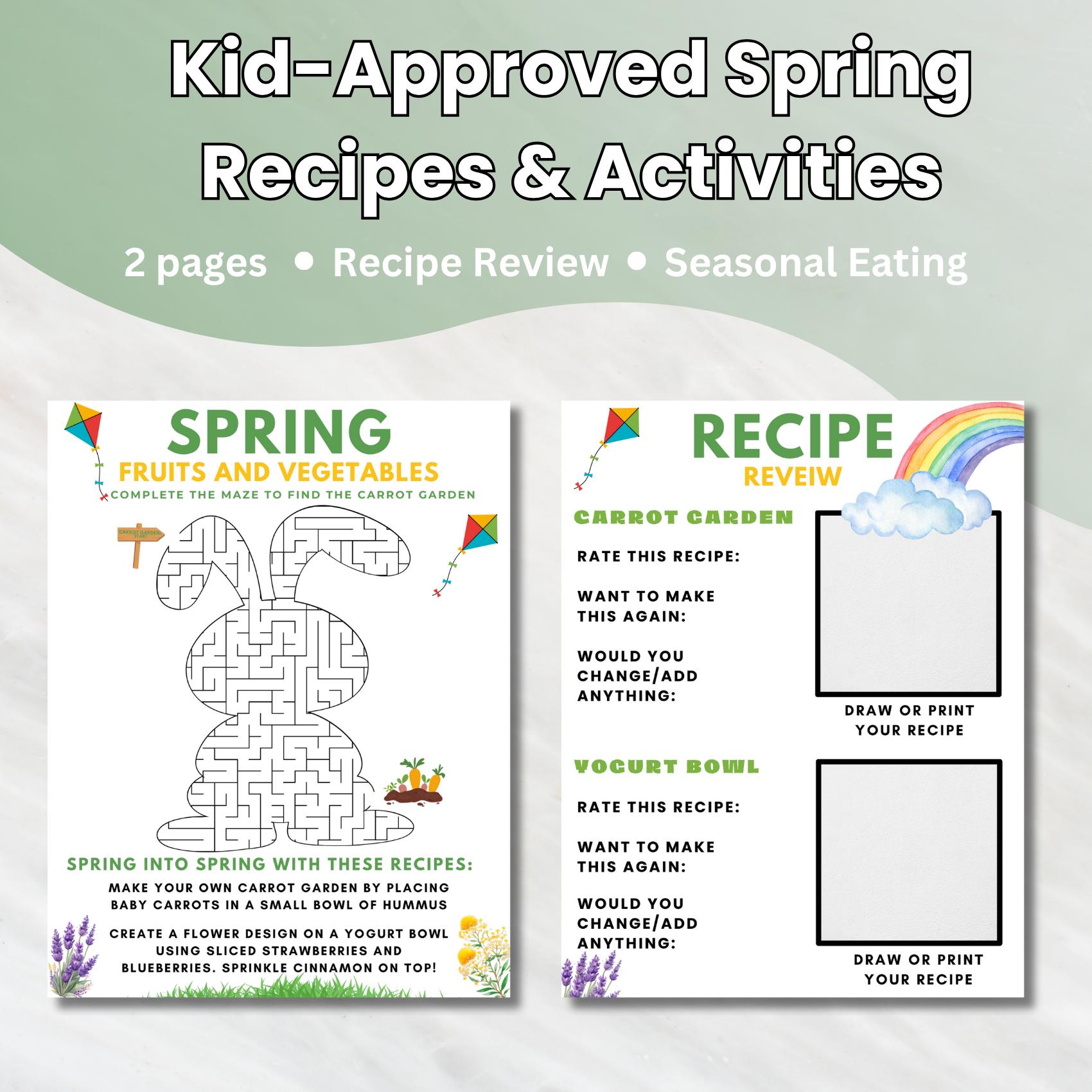 Printable Kids Nutrition Worksheets – Spring Fruit and Vegetables ...