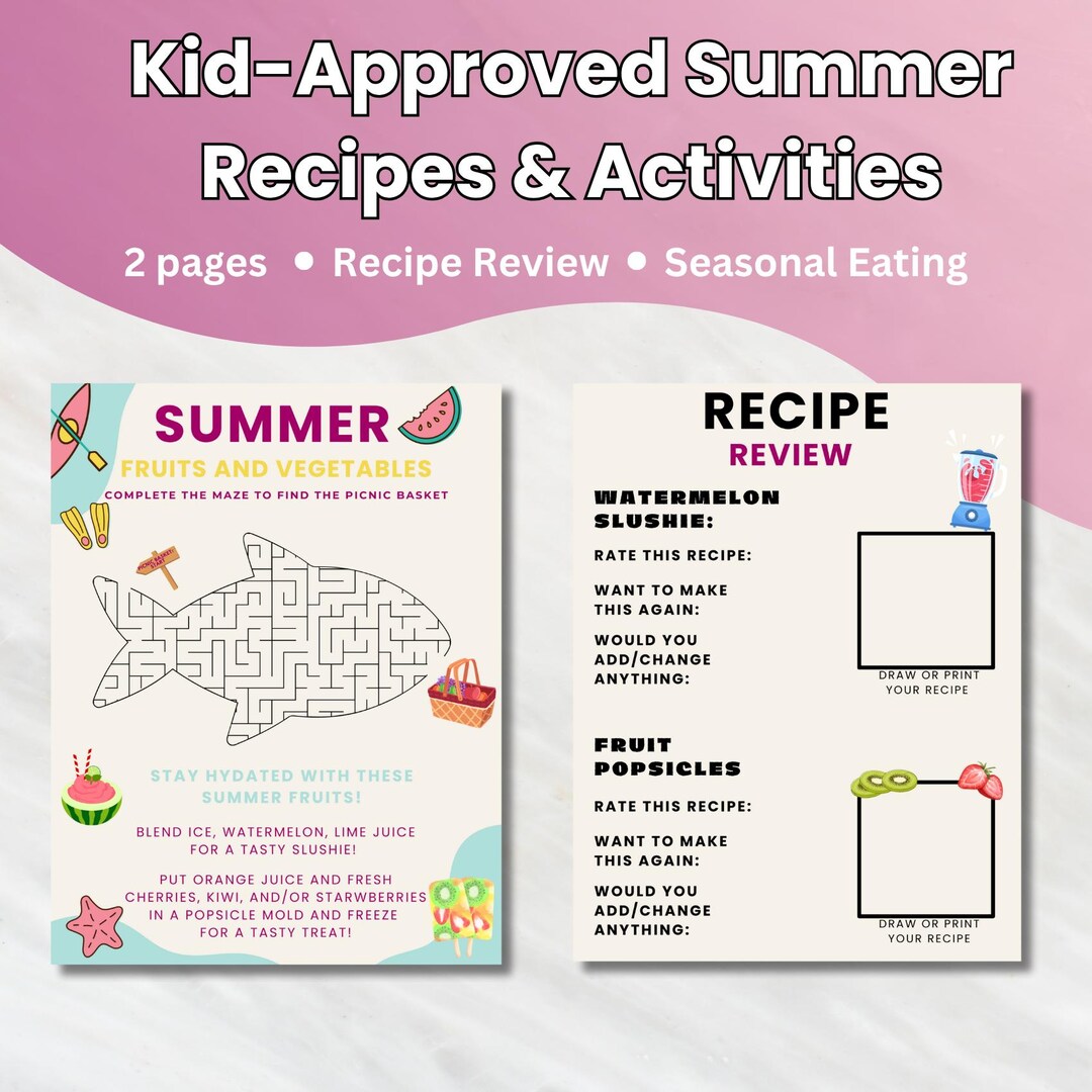 Printable Kids Nutrition Worksheets – Summer Fruits and Vegetables ...