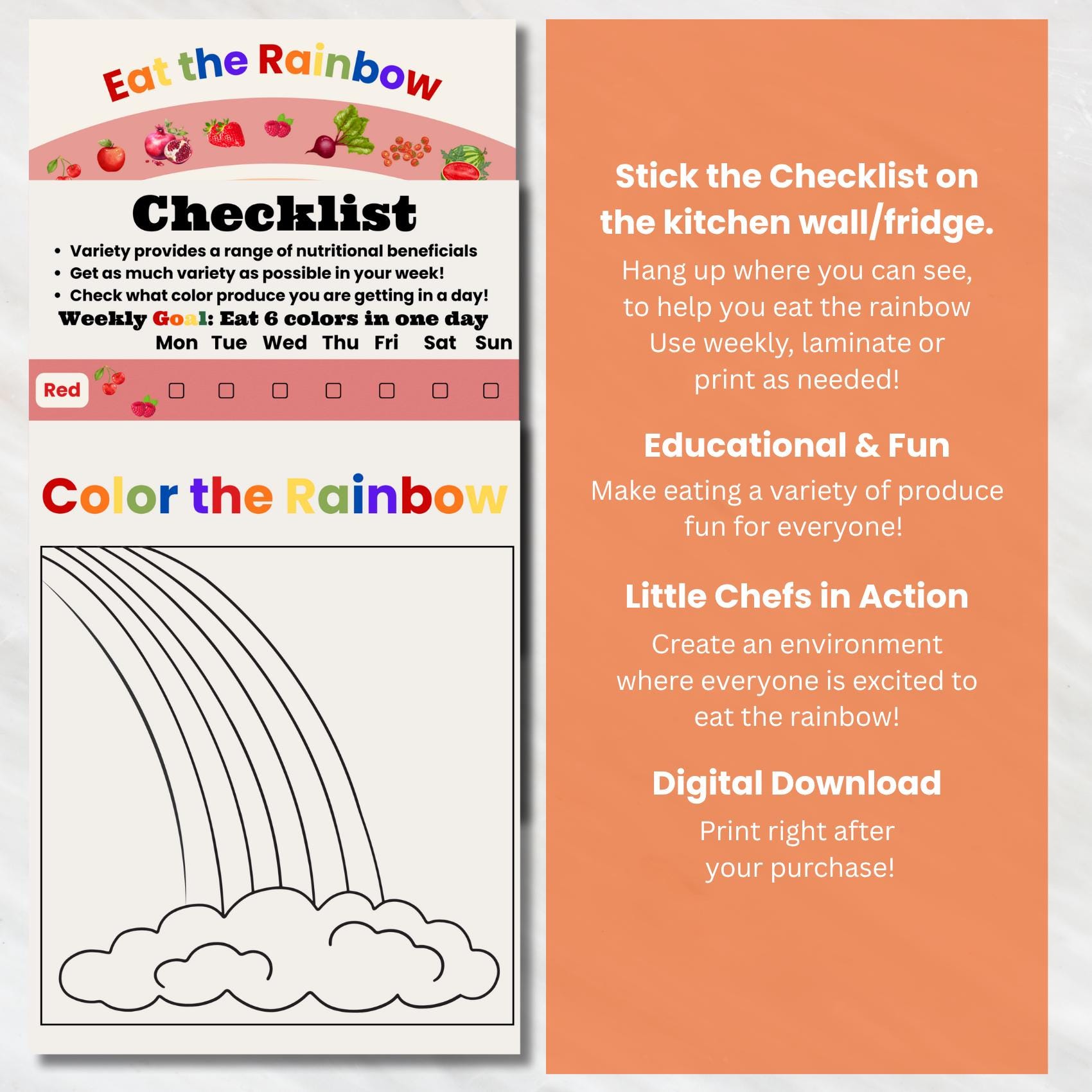 Printable Nutrition Worksheets – Eat the Rainbow Activity Sheet ...