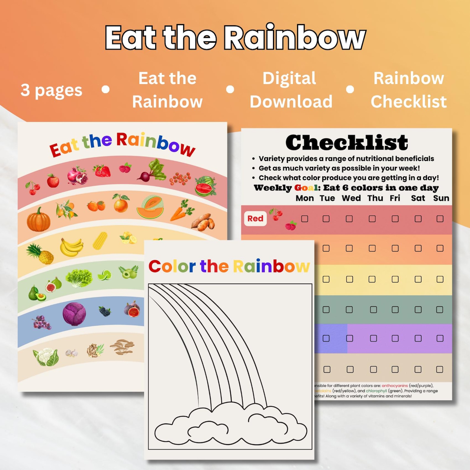 Printable Nutrition Worksheets – Eat the Rainbow Activity Sheet ...