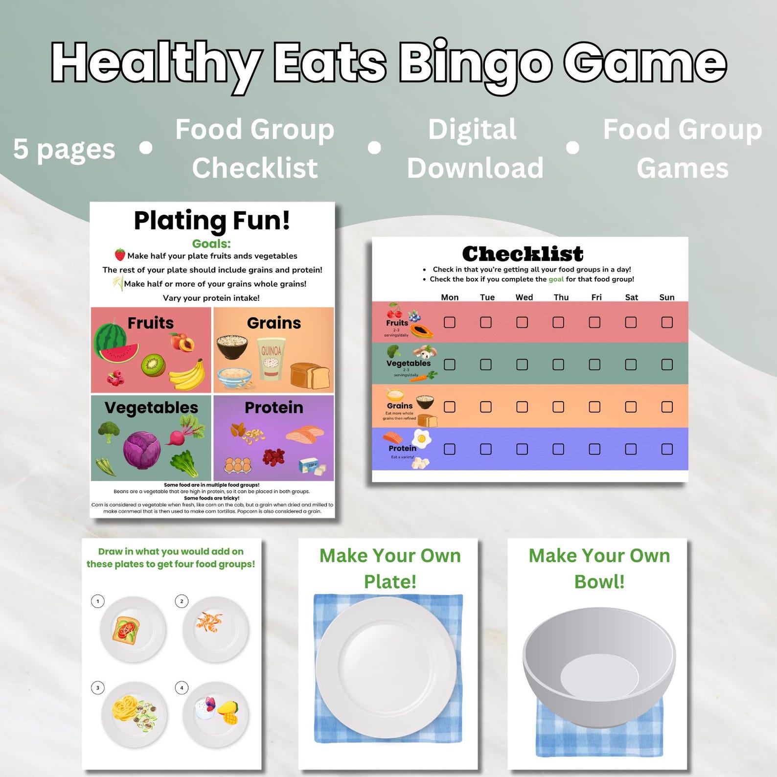 Printable Myplate Nutrition Worksheets – Plating Fun With Food Group ...