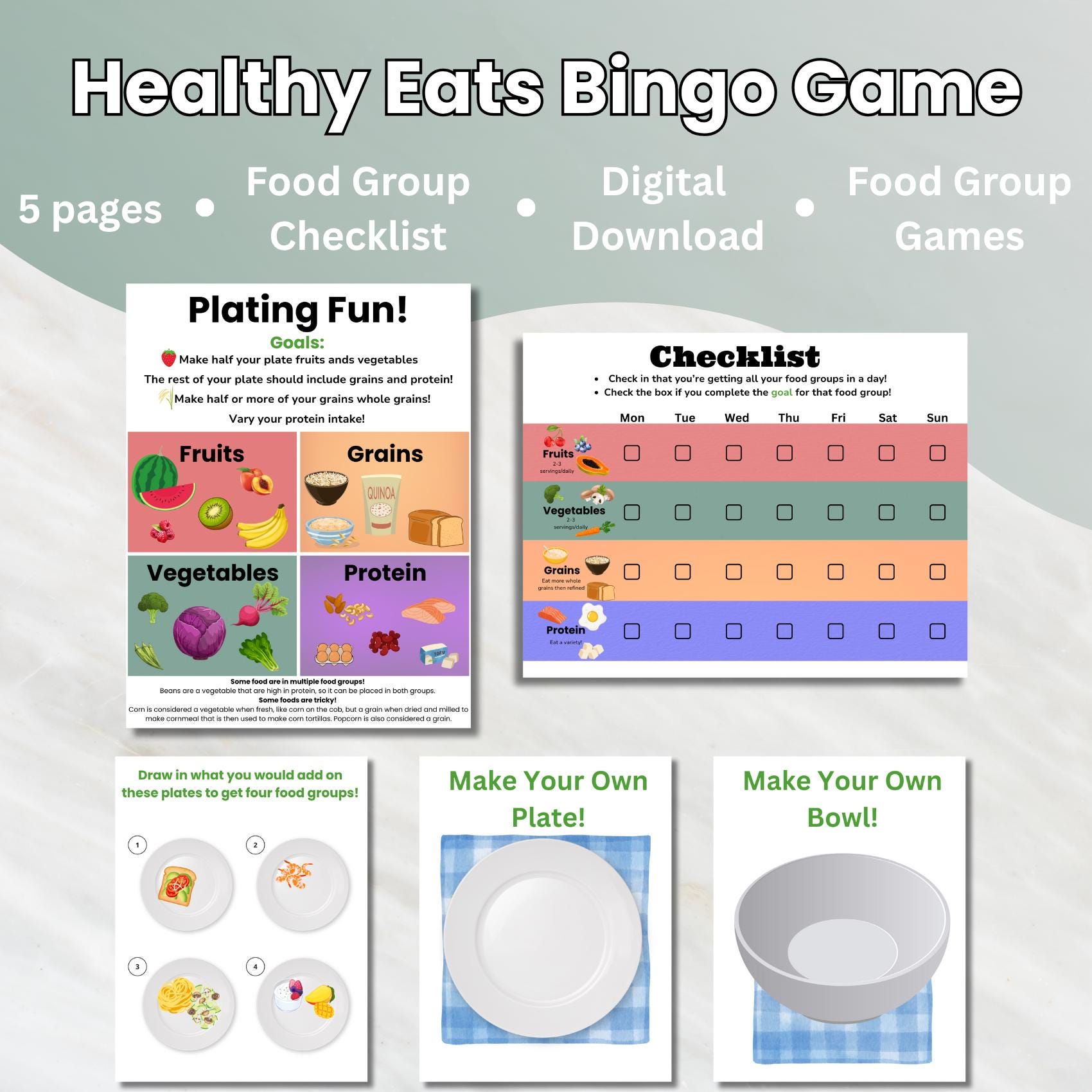 Printable Myplate Nutrition Worksheets – Plating Fun With Food Group ...