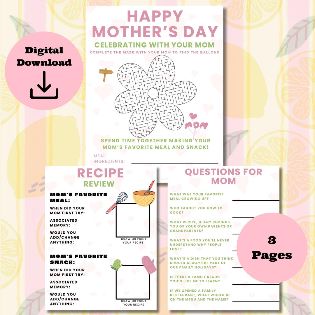 Printable Mother's Day Gift Activity – Food Lesson With Mom ...