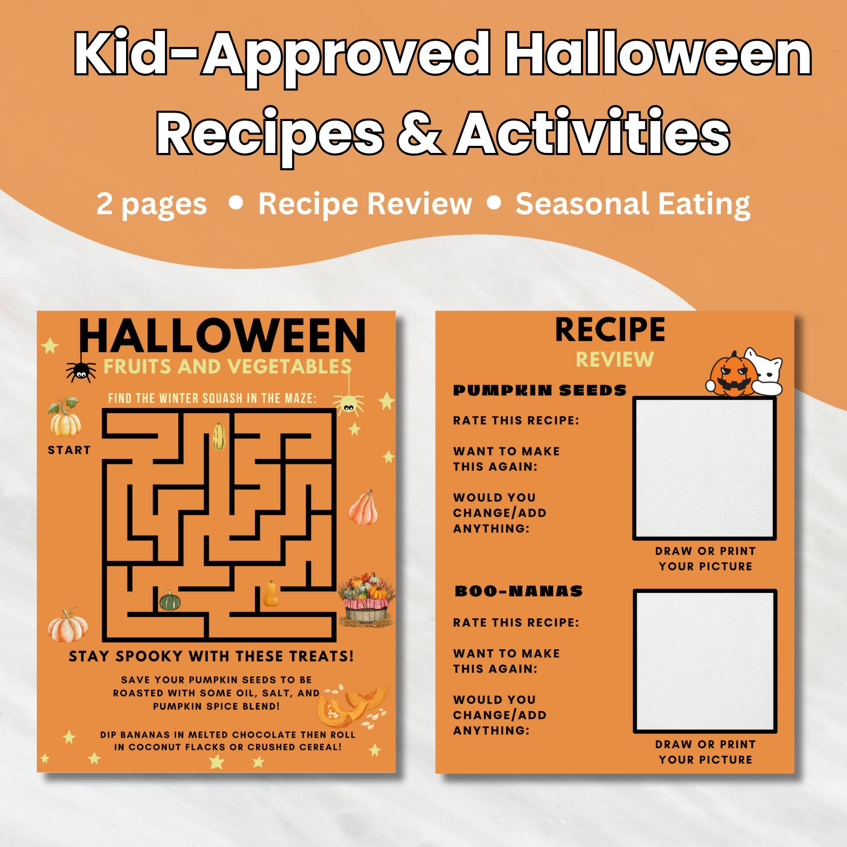 Printable Kids Nutrition Worksheets – Halloween Fruit and Vegetables ...