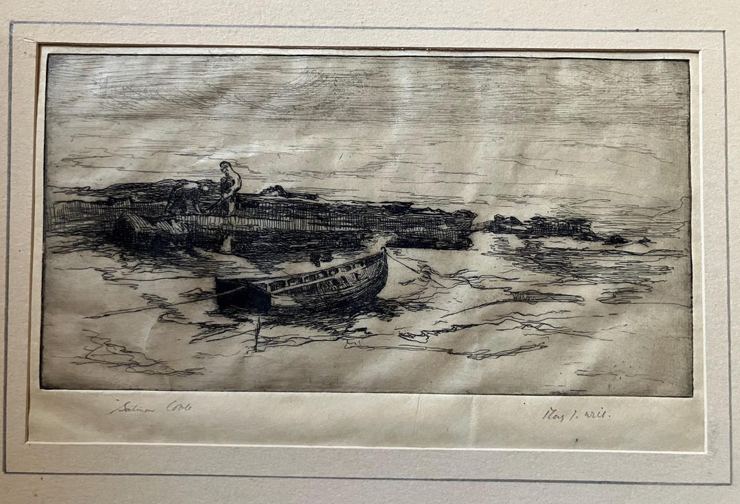 Antique Etching Seascape - Etsy
