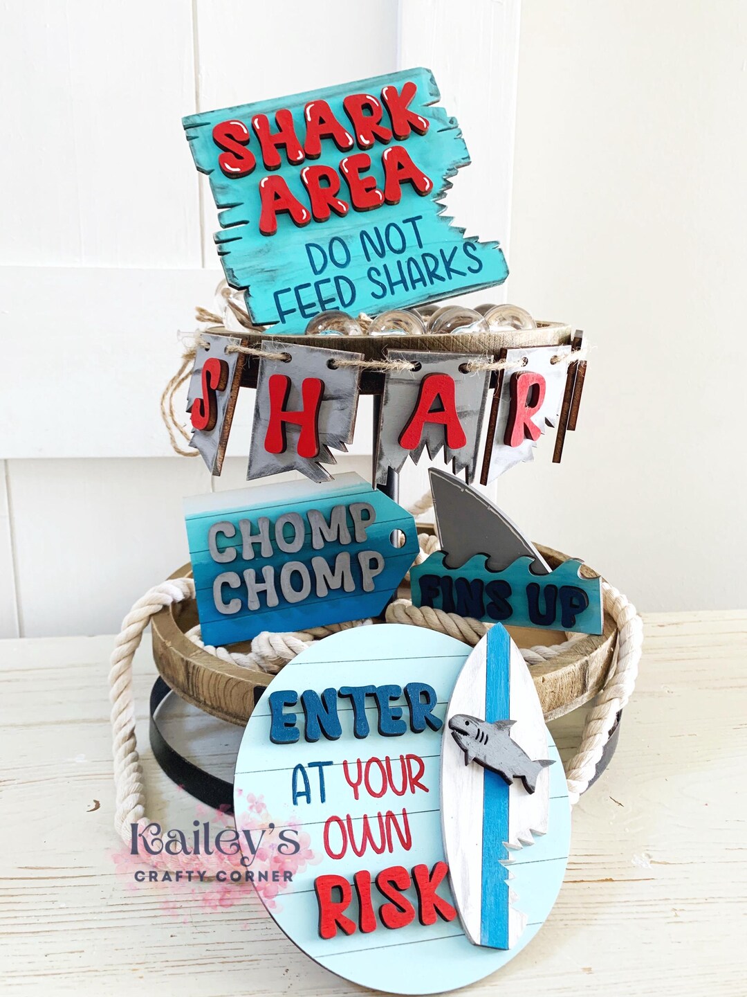Shark Tier Tray Decor, Shark Room, Shark Decor Shark Week, Tier Tray ...