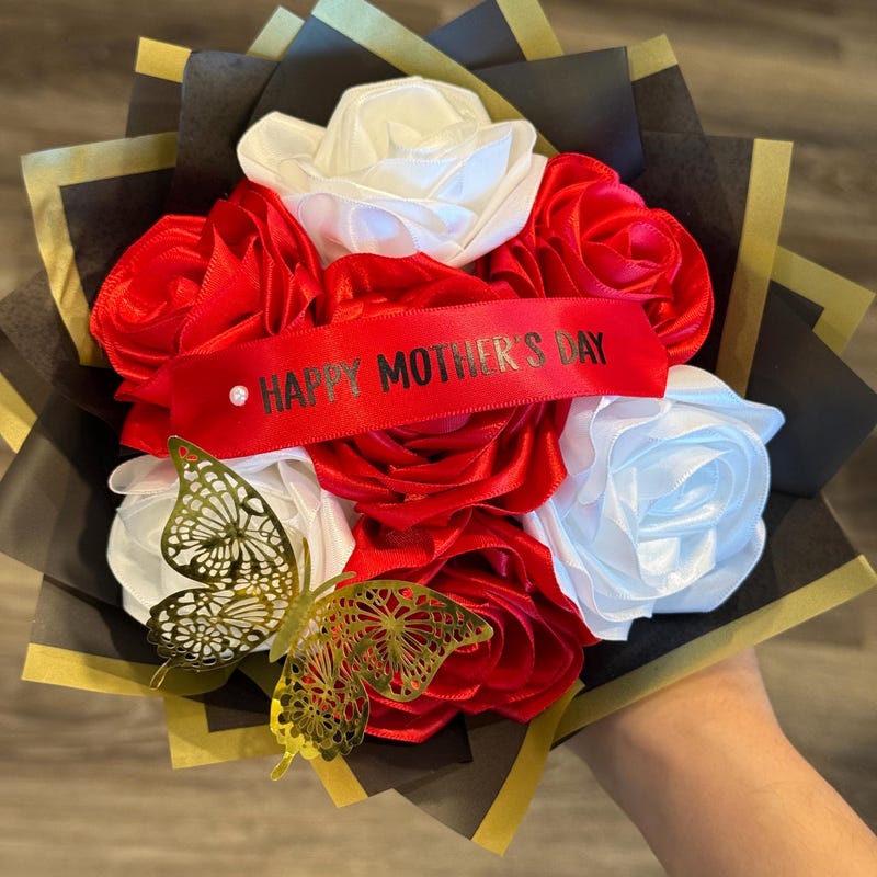 Ribbon Rose Bouquet - Etsy