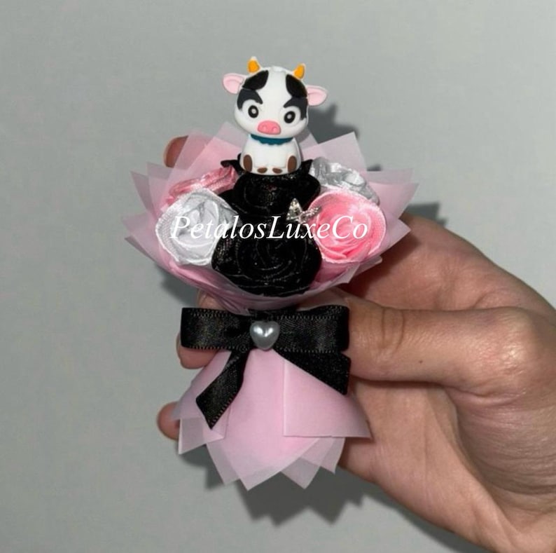 Personalized Mini Cow Rose Bouquet: Forever Flower Keepsake - Etsy