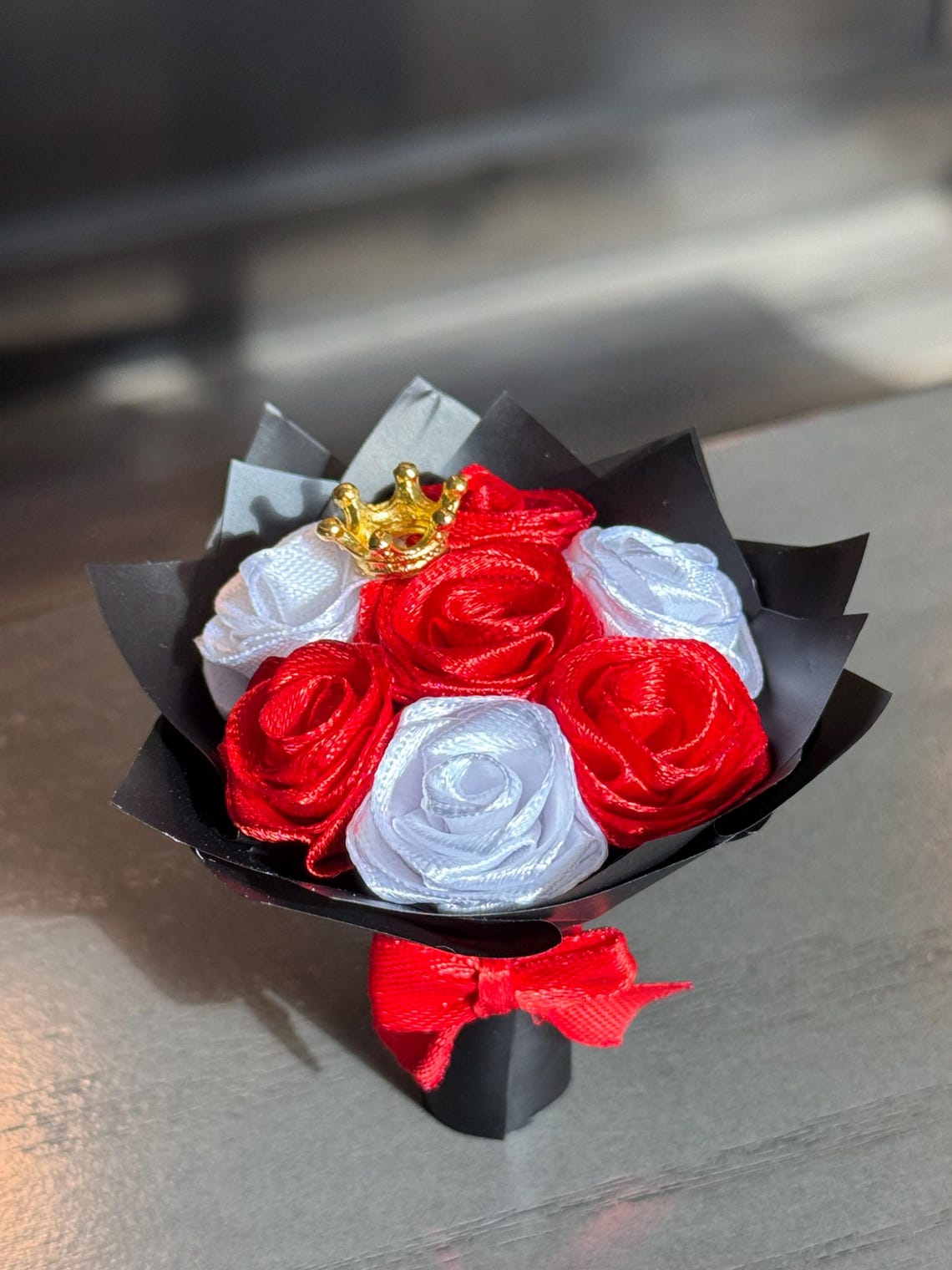 Custom Tiny 7 Count Ribbon Rose Bouquet, Eternal Ribbon Rose Bouquet ...