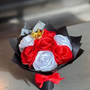 Custom Tiny 7 Count Ribbon Rose Bouquet, Eternal Ribbon Rose Bouquet, Eternal Roses - Etsy