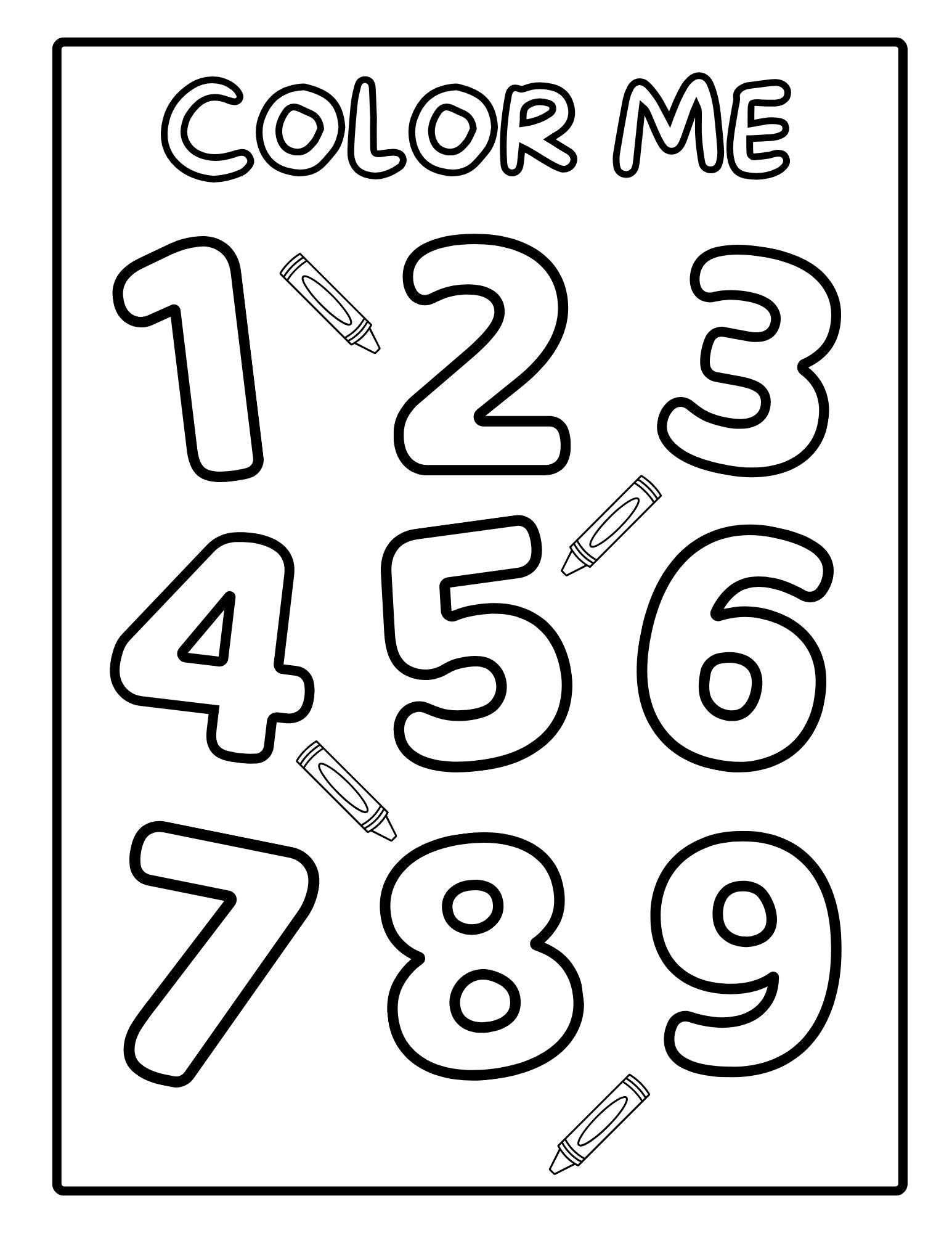 1 to 9 Numbers Coloring Worksheet - Etsy