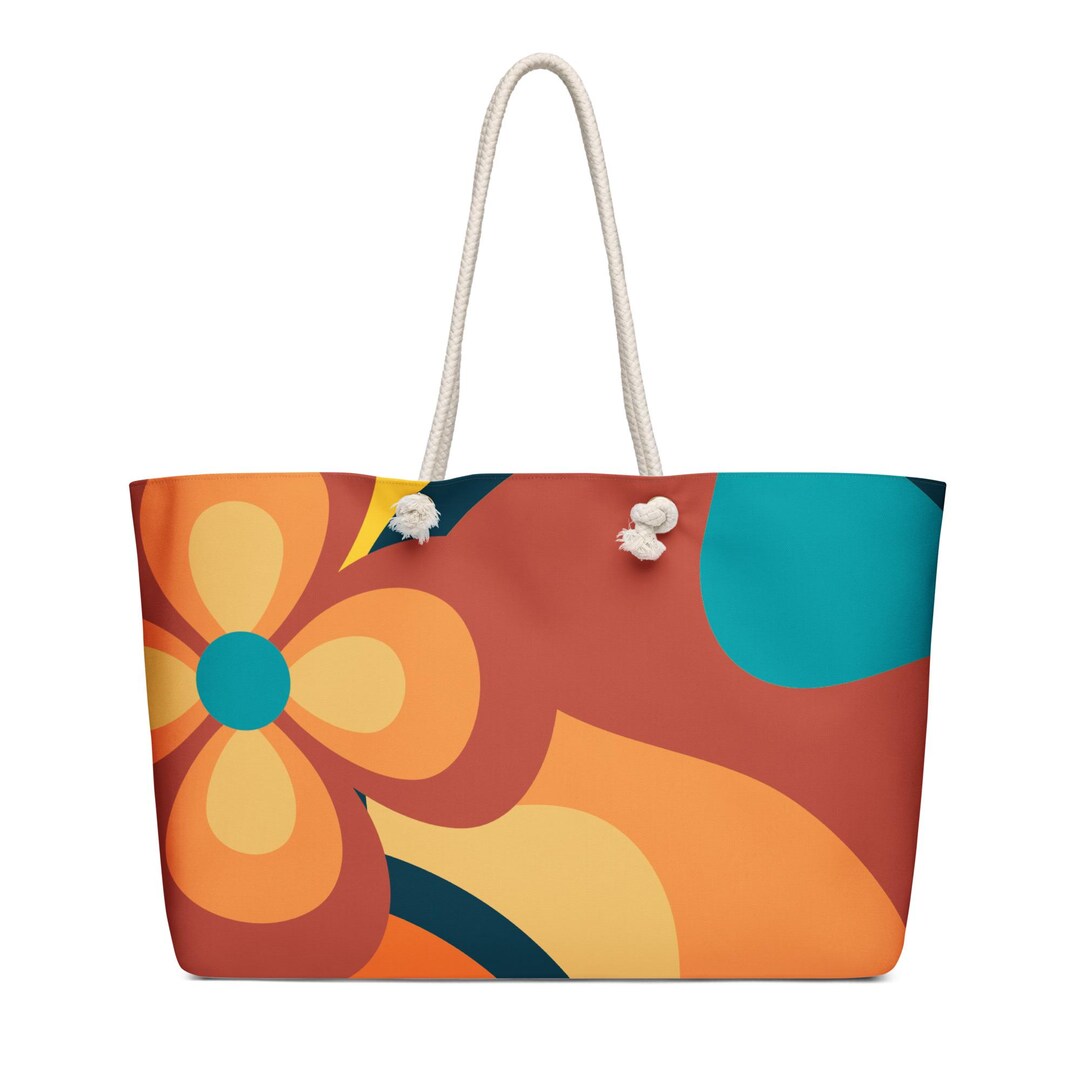 Groovy Sunshine Creamsicle Oversized Weekender Bag. - Cream Interior ...