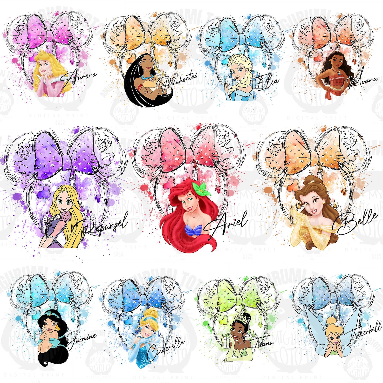 Disney Princess Minnie Ears Png, Disney Colorful Mickey Ear Princess ...