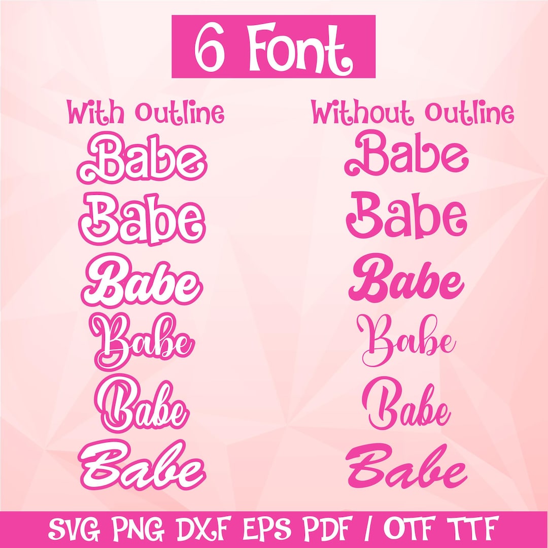 Pink Font Bundle, 6 Styles, Outline & Solid (digital Download) - Etsy