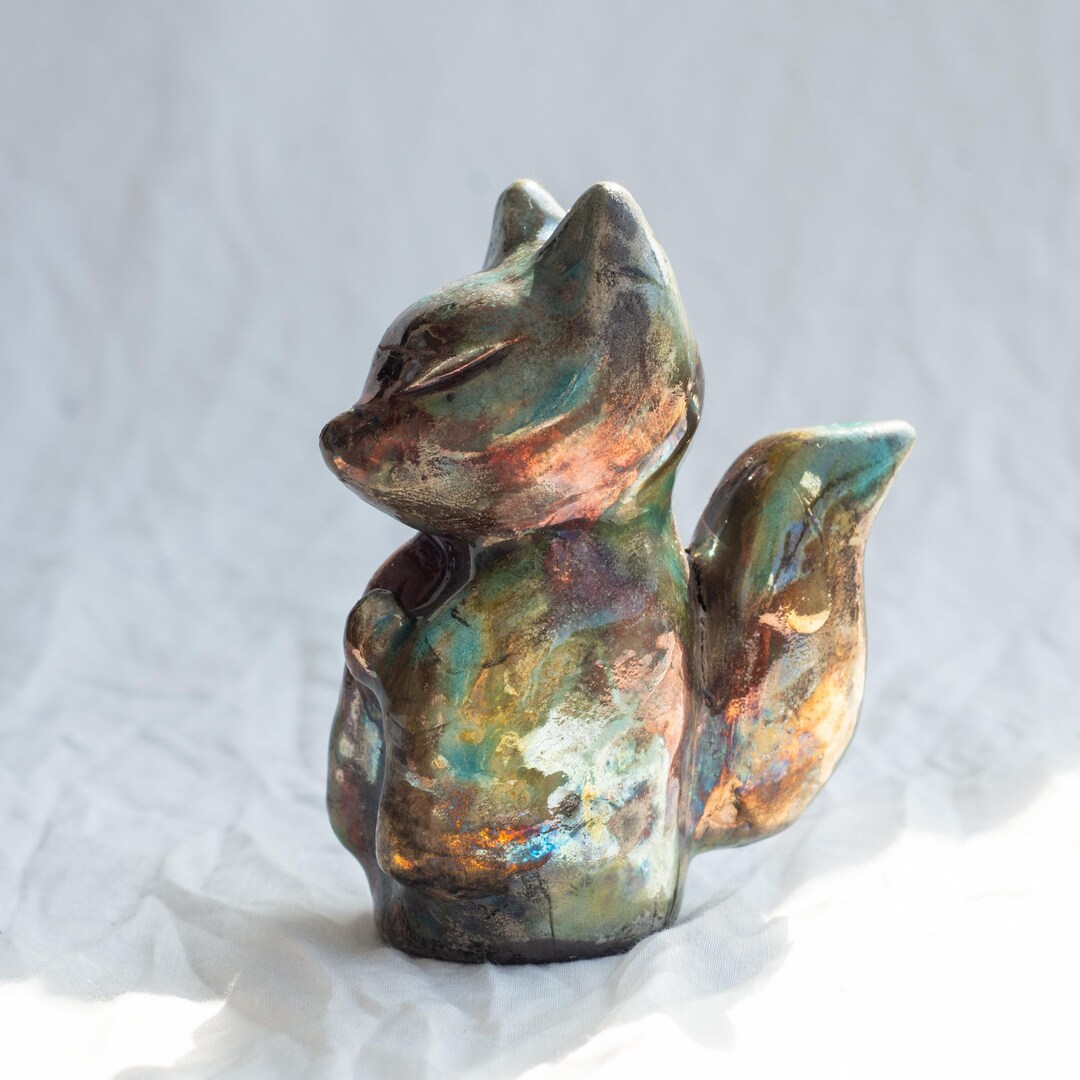Raku Ceramic Praying Kitsune Fox Statue: Japanese Shinto Inari ...
