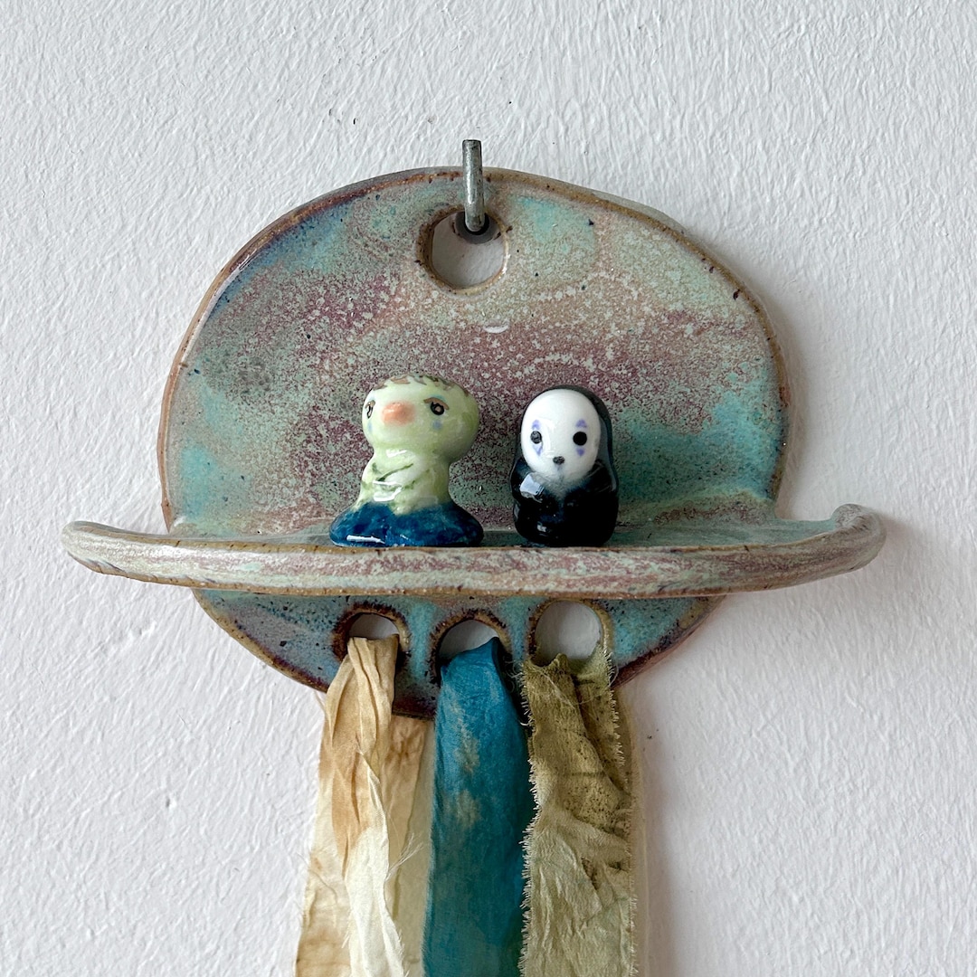 CERAMIC SHELF With Silks // Unique Wall Art Decor Shrine Display ...