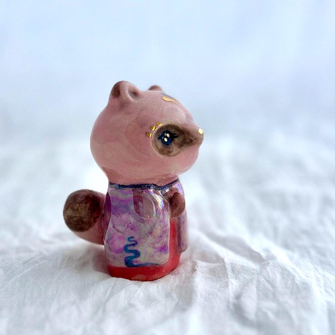 Raccoon TANUKI Mizo Monk for Shrine and Memorial // Ceramic Unique ...