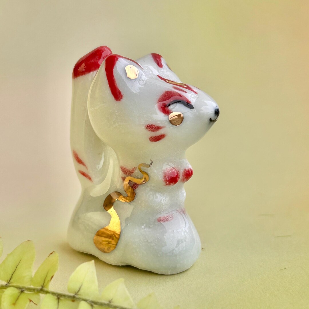 CUTIE KITSUNE Japanese Ceramic Fox Fertility Totem Shinto Spiritual ...