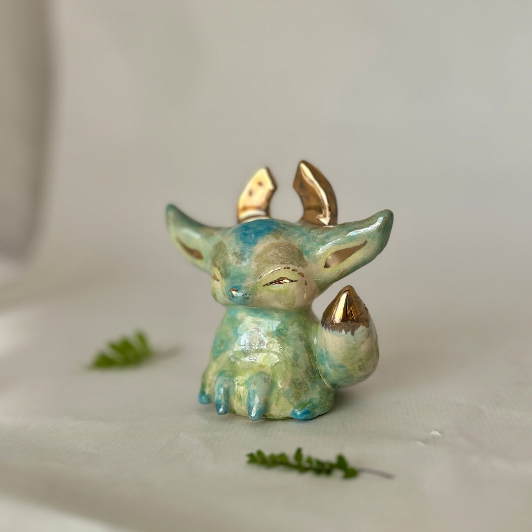 KAWAII KITSUNE SAMURAI - Japanese Fox - Kitsune Raku Ceramic Fox ...
