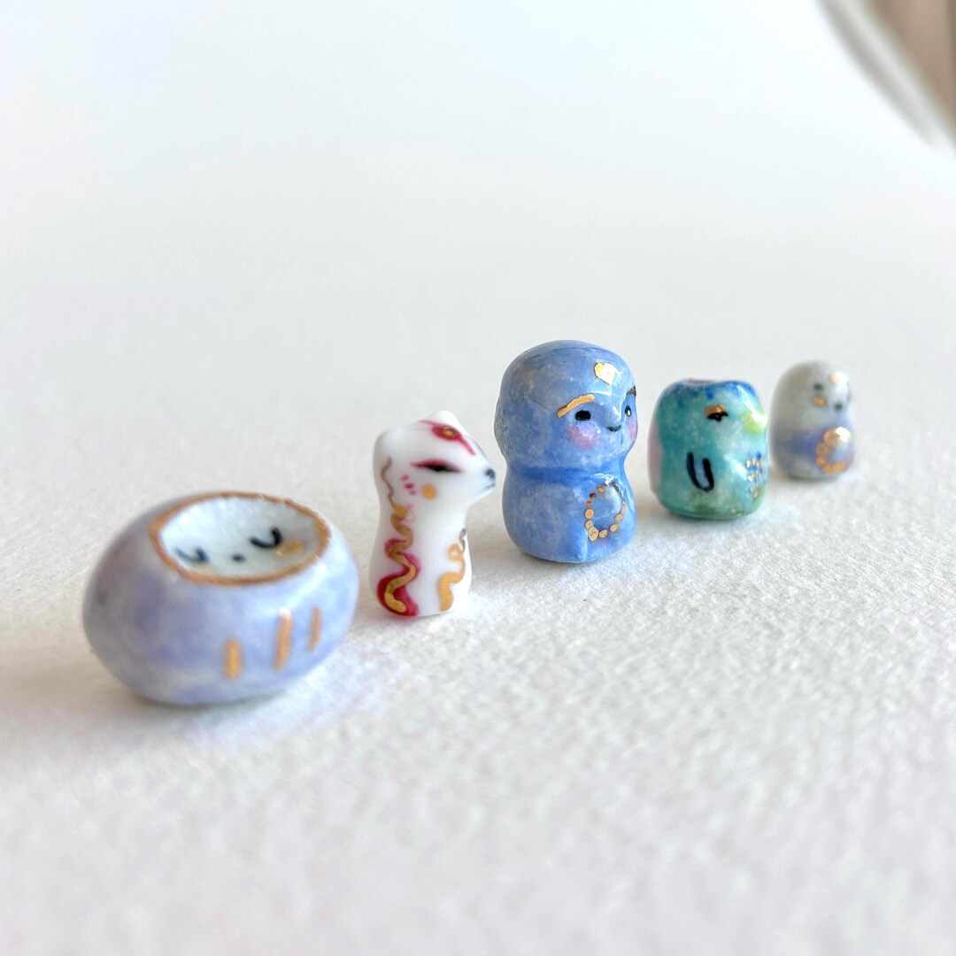 MINIATURE PORCELAIN FIGURINES / Kappa Yoke Fox Buddha Tiger ...