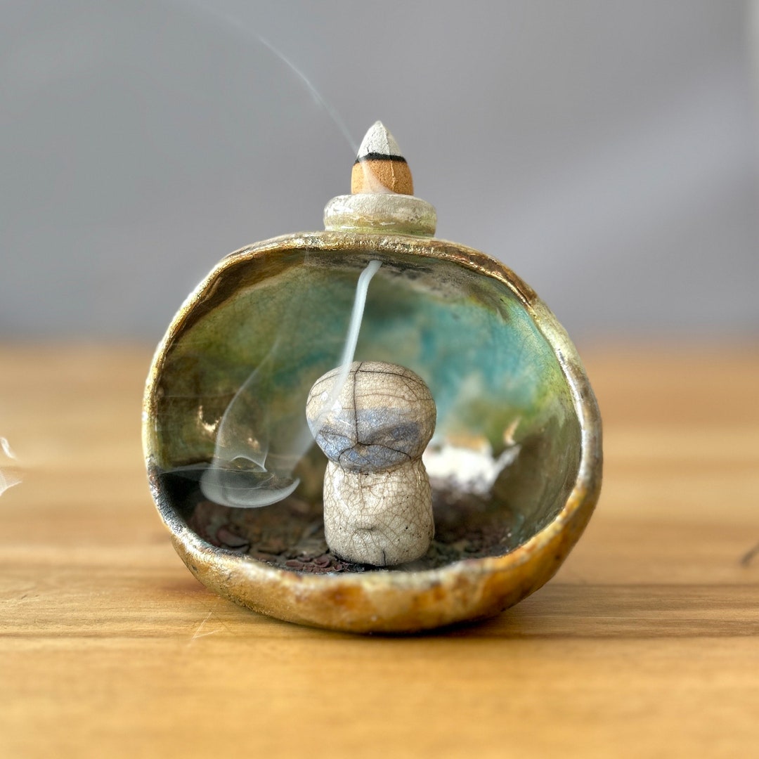 BACKFLOW INCENSE SHRINE // Raku Incense Pod Handmade Ceramic Incense Holder Yoga Sacred Space ...