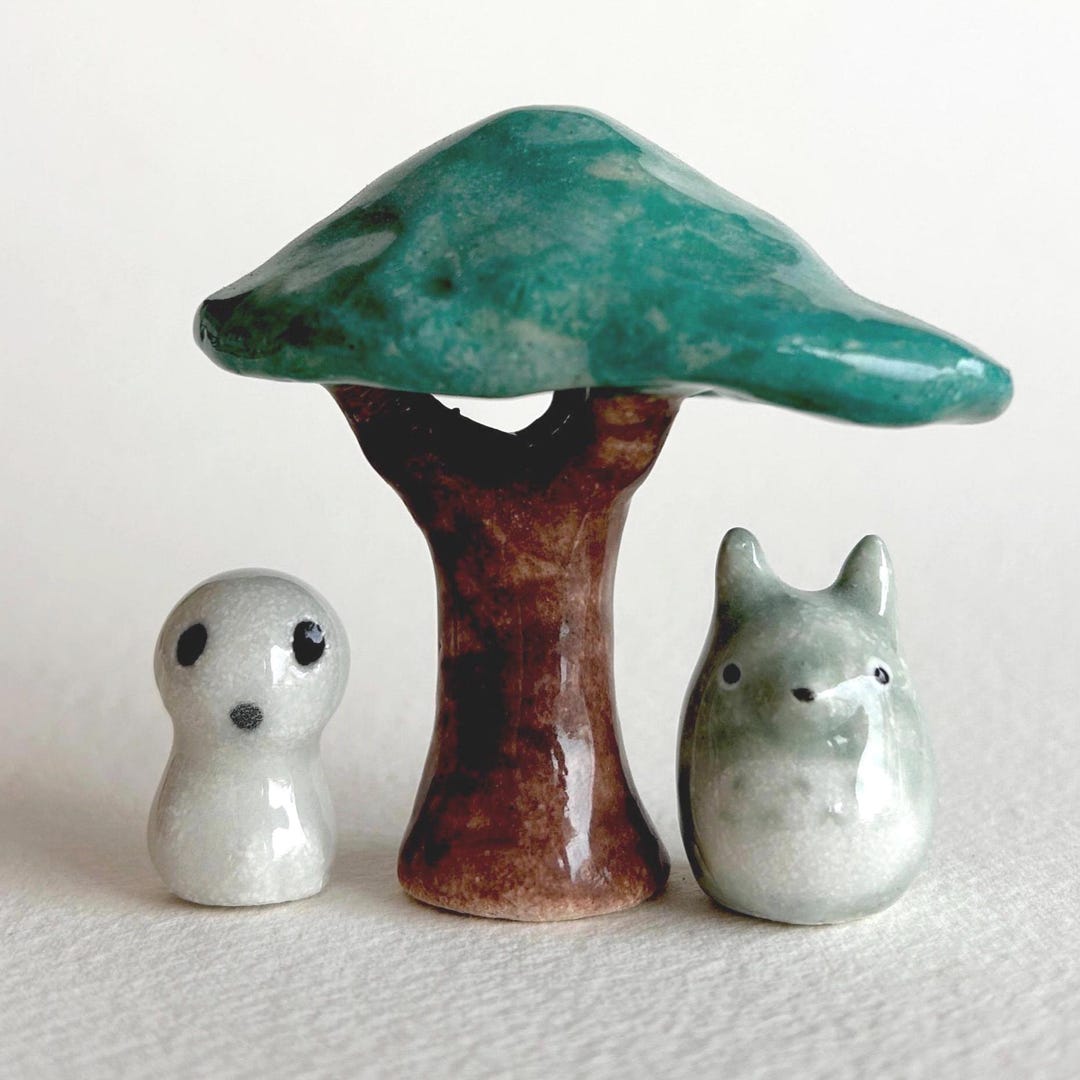 MINI CERAMIC TOTORO Set // Kodama Tree Handmade - Studio Ghibli Fan Art ...